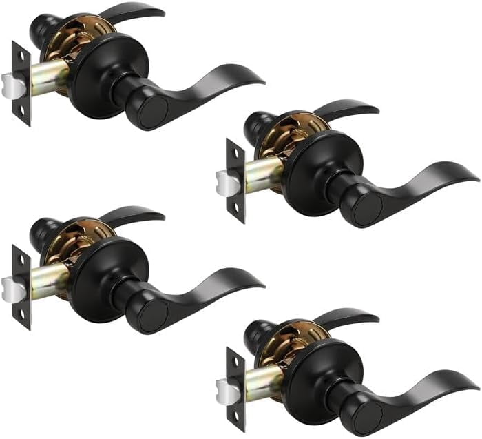 4 Packs Door Handles Black Passsge Door Levers for Closet and Hallway ...