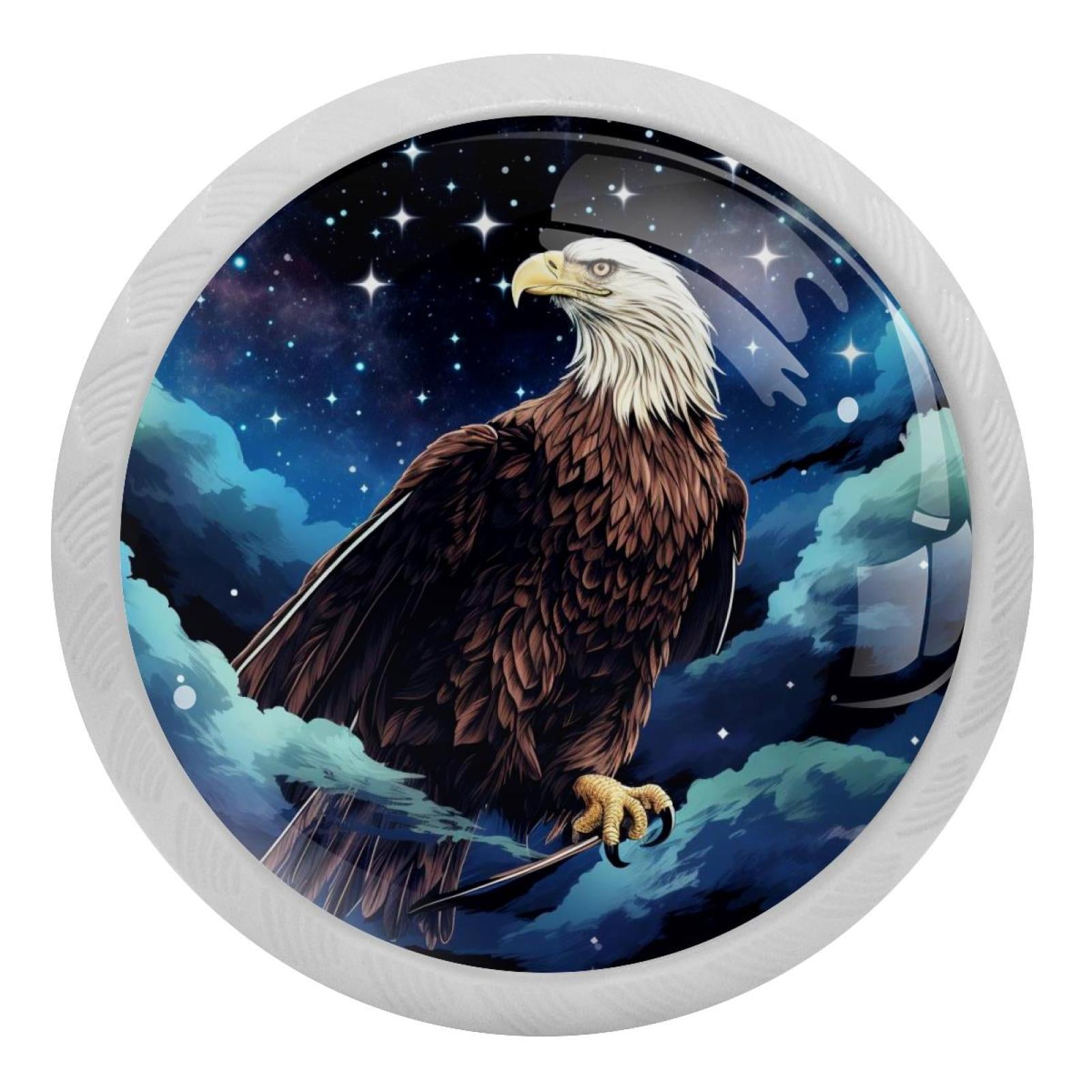 4 Packs Eagle at Starry Night Fluorescence Crystal Glass Cabinet Knobs ...