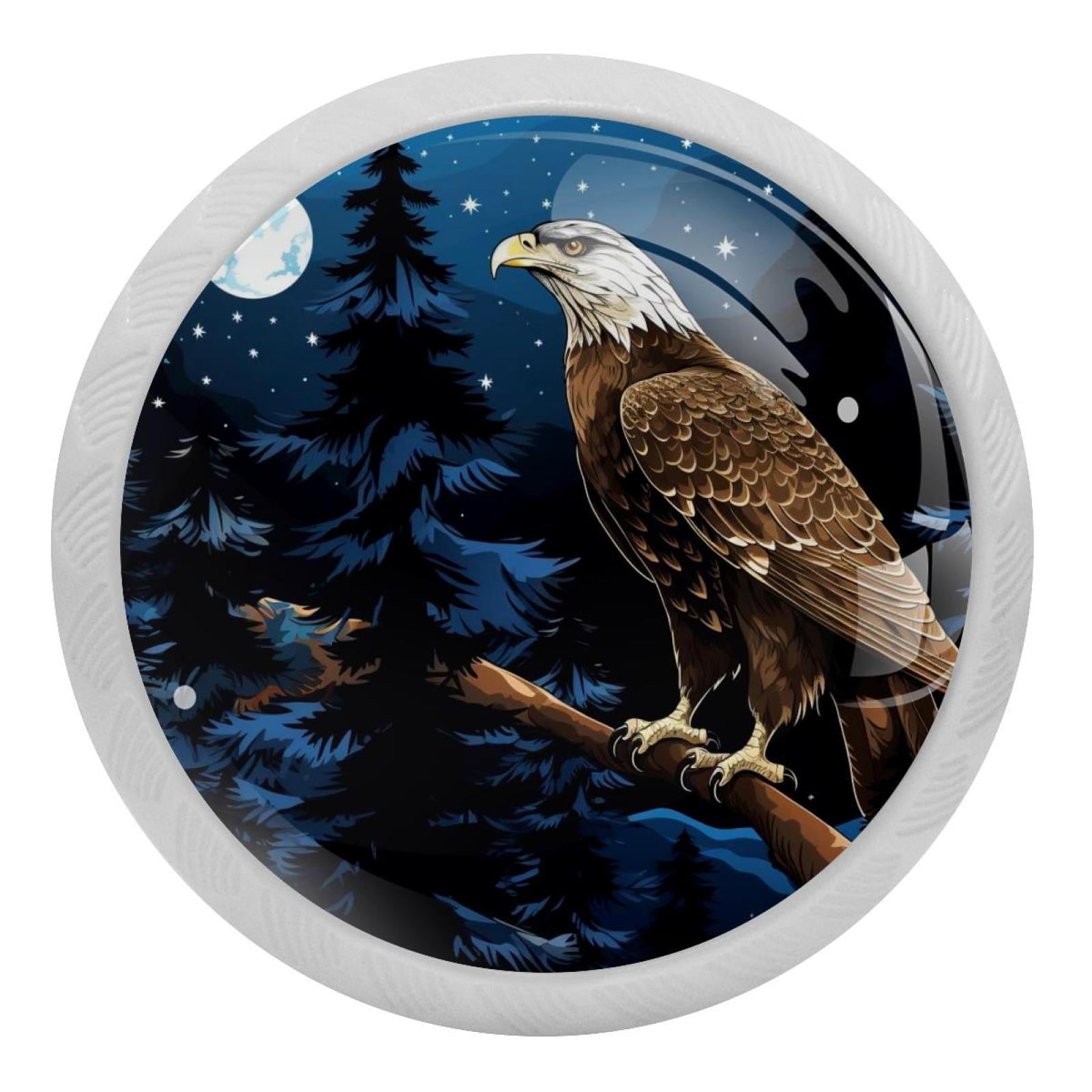 4 Packs Eagle at Starry Night Fluorescence Crystal Glass Cabinet Knobs ...