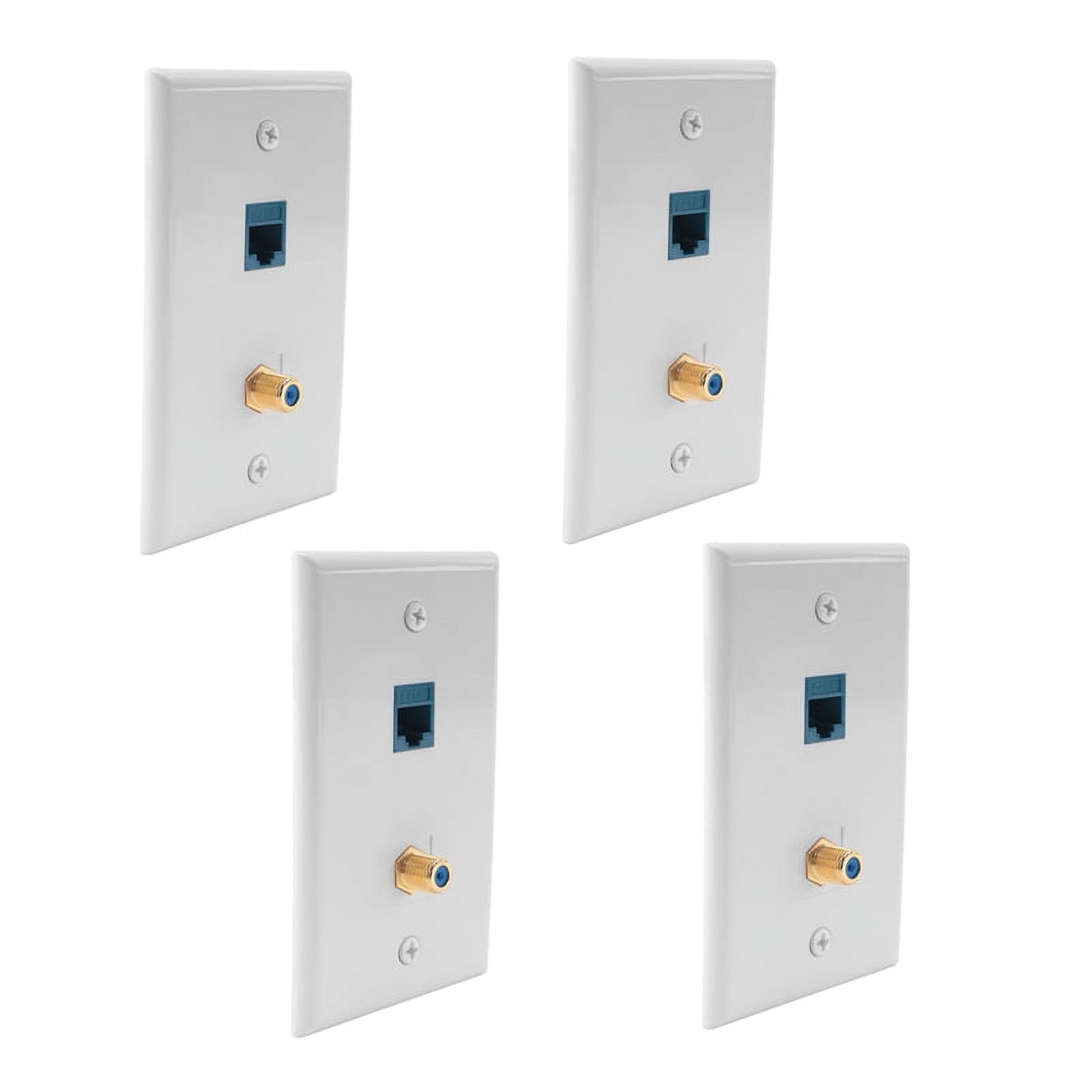 4 Packs Ethernet Coax Wall Plate Outlet with 1 Cat6 Port and 1 Gold ...
