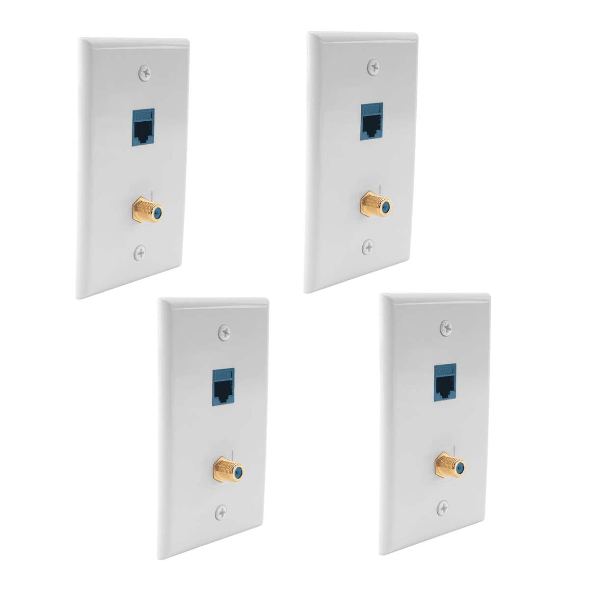 4 Packs Ethernet Coax Wall Plate Outlet with 1 Cat6 Port and Gold ...