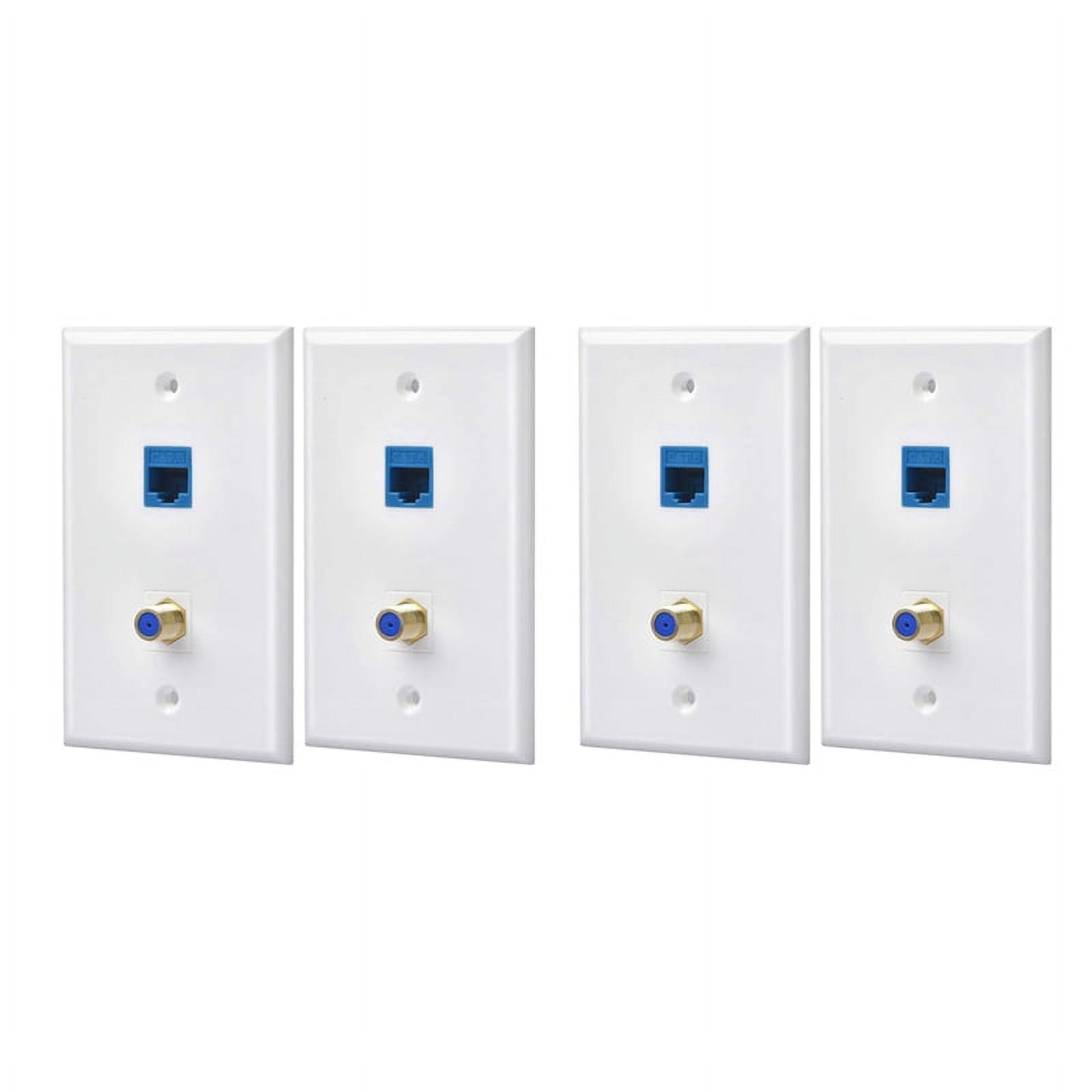 4 Packs Ethernet Coax Wall Plate Outlet with 1 Cat6 Port and Gold ...