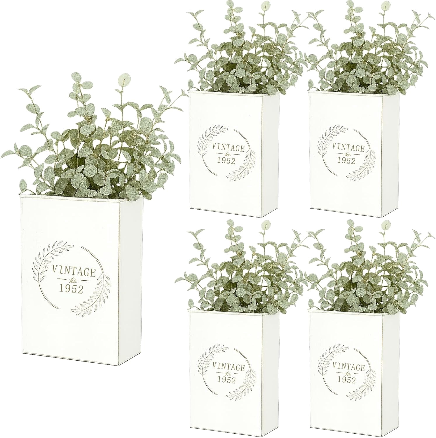 4 Packs Farmhouse Metal Wall Planter, Rustic Hanging Wall Vase Box ...