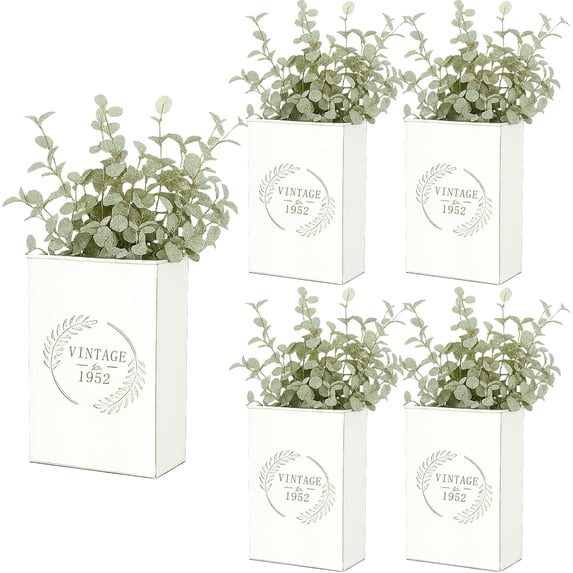4 Packs Farmhouse Metal Wall Planter, Rustic Hanging Wall Vase Box ...
