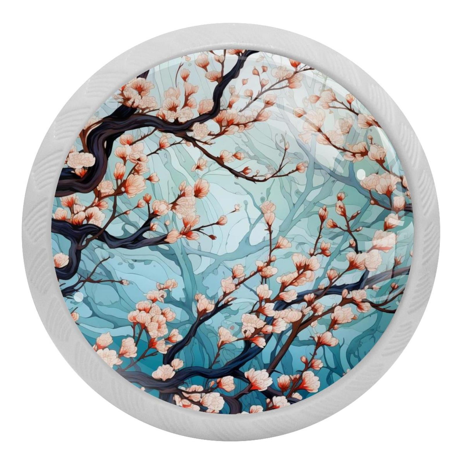 4 Packs Flowering Tree Trunk Fluorescence Crystal Glass Cabinet Knobs ...