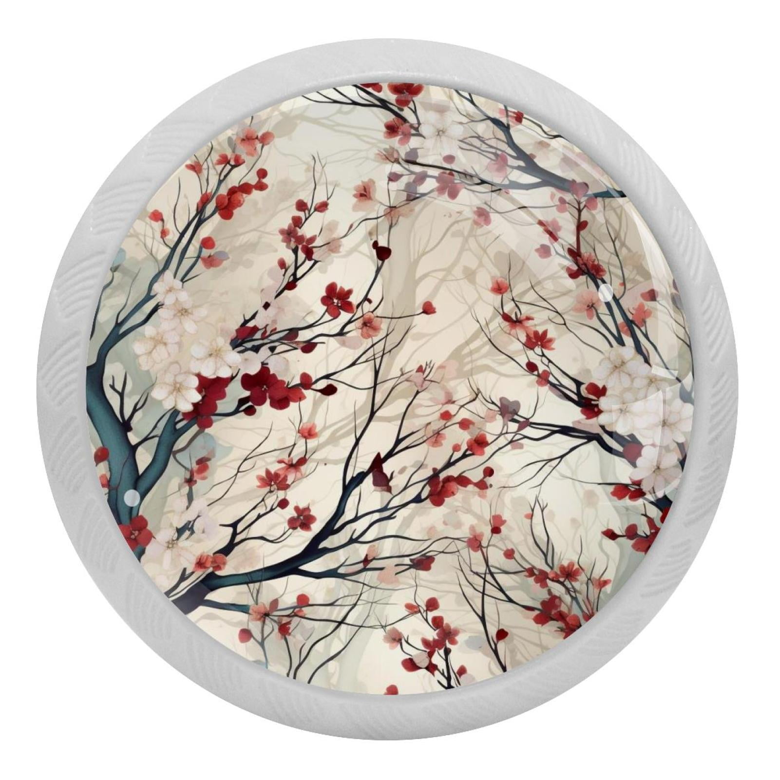 4 Packs Flowering Tree Trunk Fluorescence Crystal Glass Cabinet Knobs ...