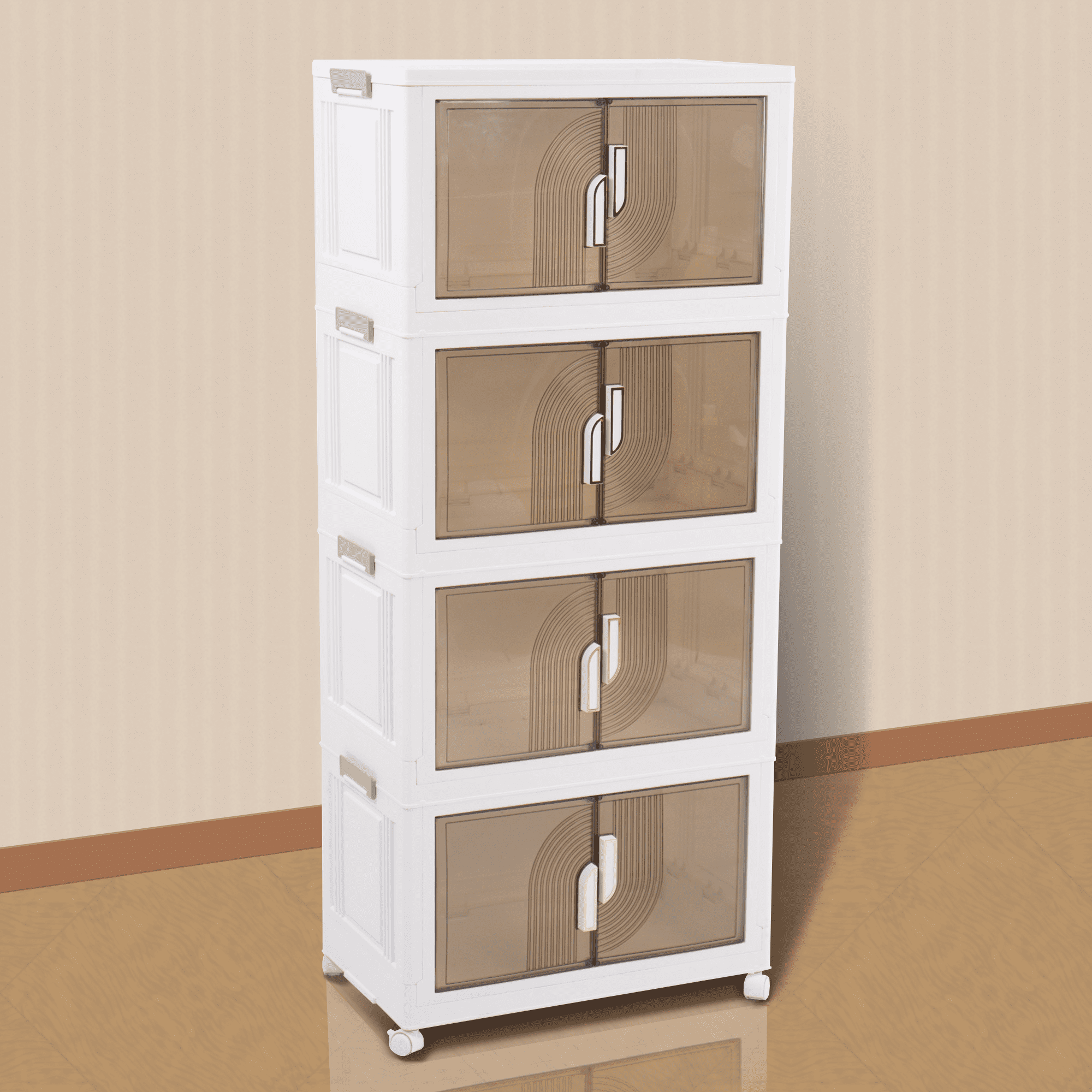 4 Packs Foldable Storage Bins with Lids, Stackable Storage Bins with ...