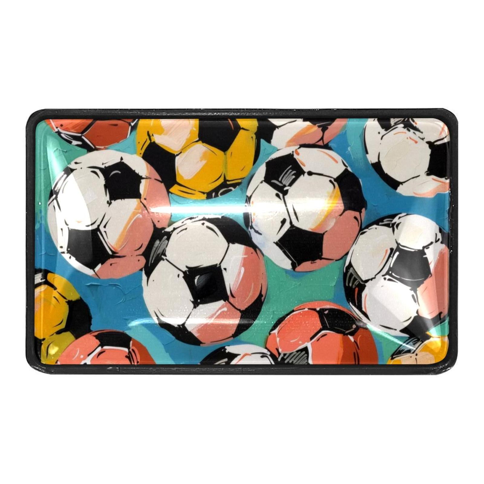 4 Packs Football Soccer Painting Crystal Glass Cabinet Knobs Drawer ...