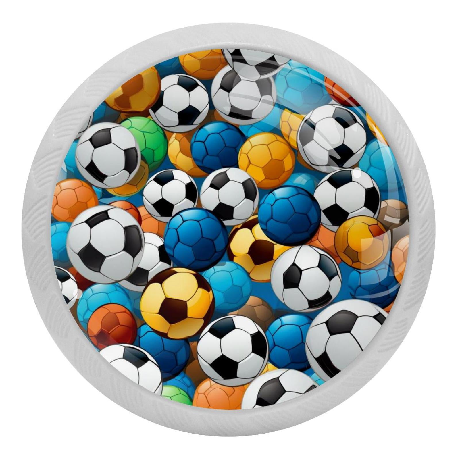 4 Packs Football Soccers Fluorescence Crystal Glass Cabinet Knobs ...
