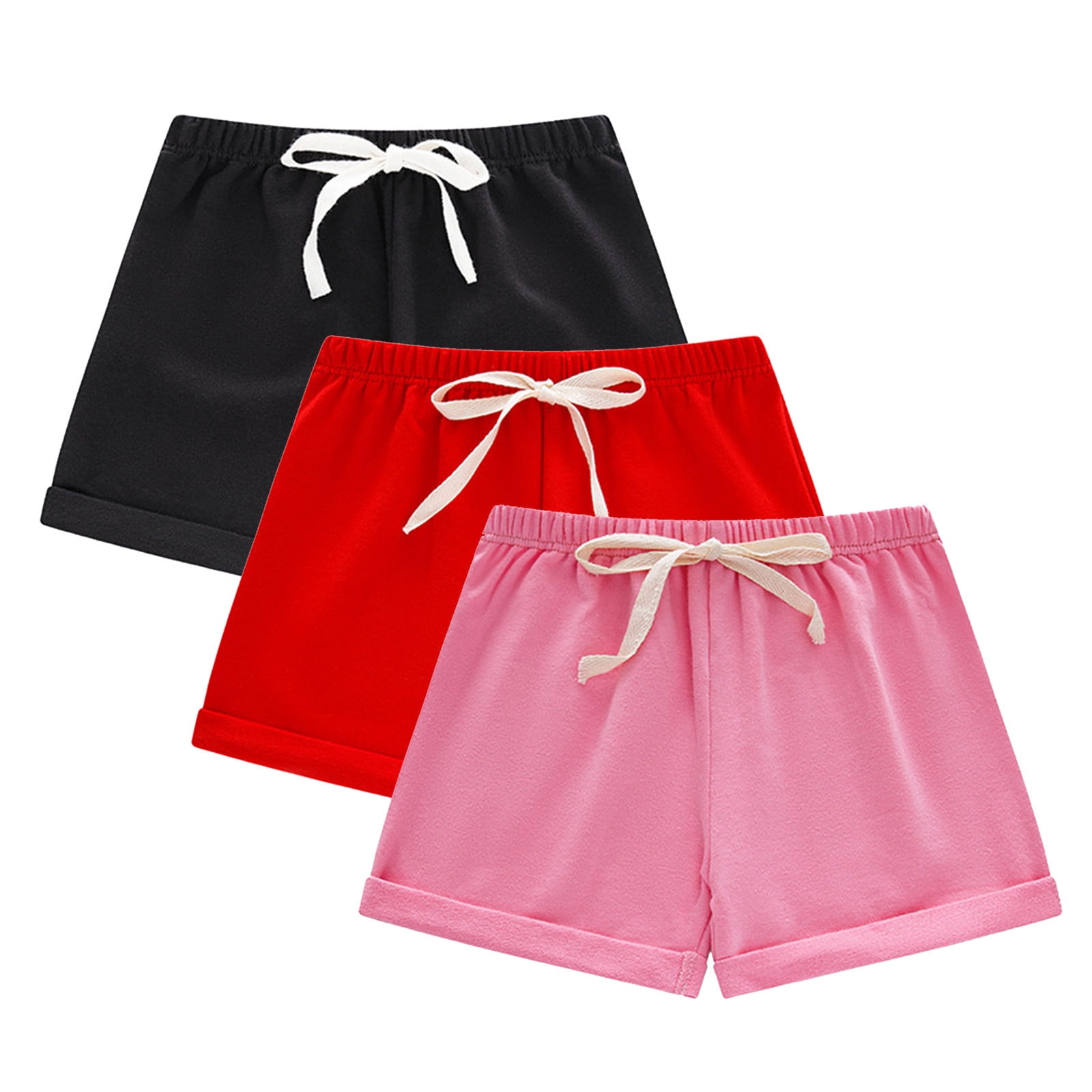 4 Packs Girls Soft Shorts, Toddler Girls Workout Loose Fit Home Elastic ...