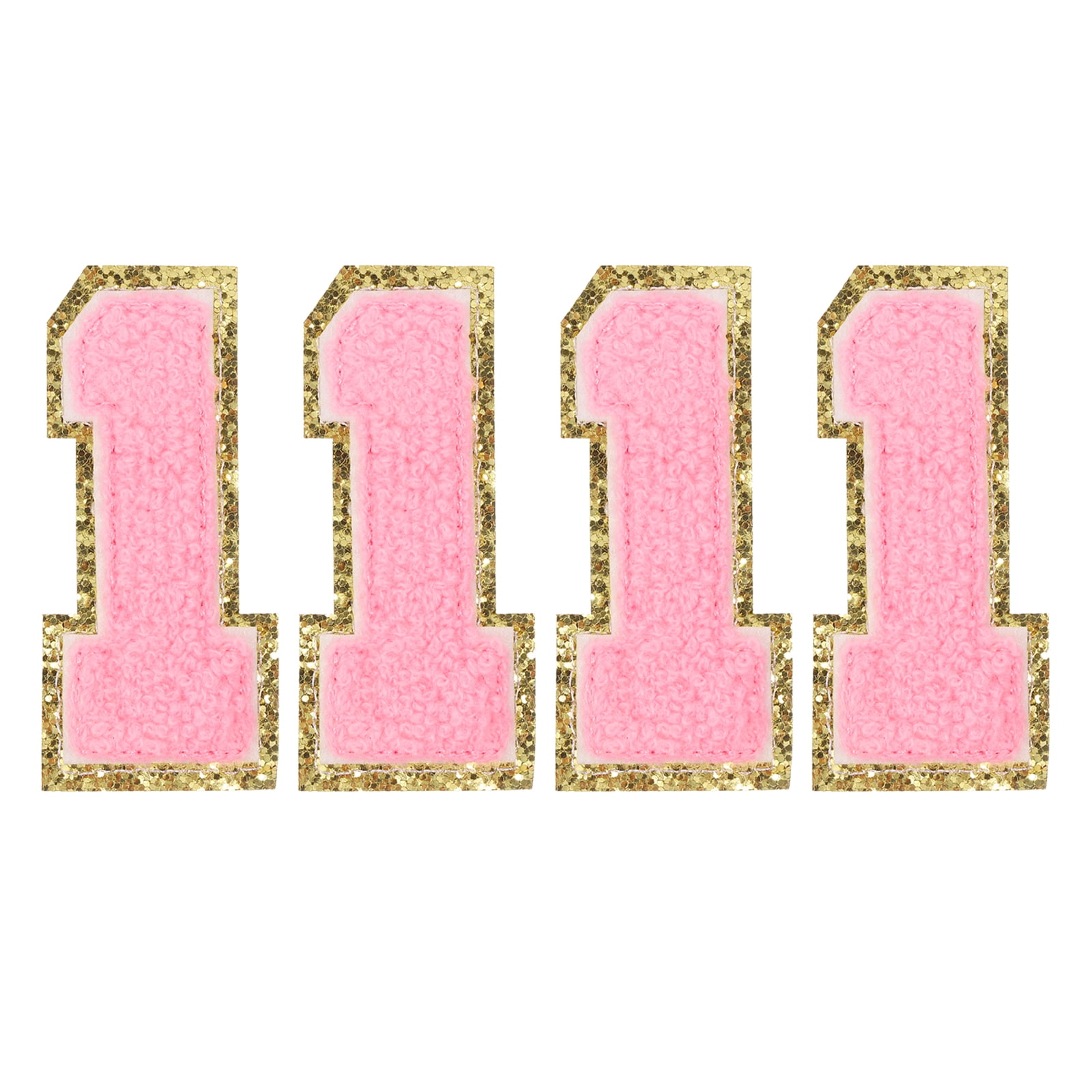 4 Packs Glitters Chenille Number Patches 8.4cm / 3.3" Embroidery ...