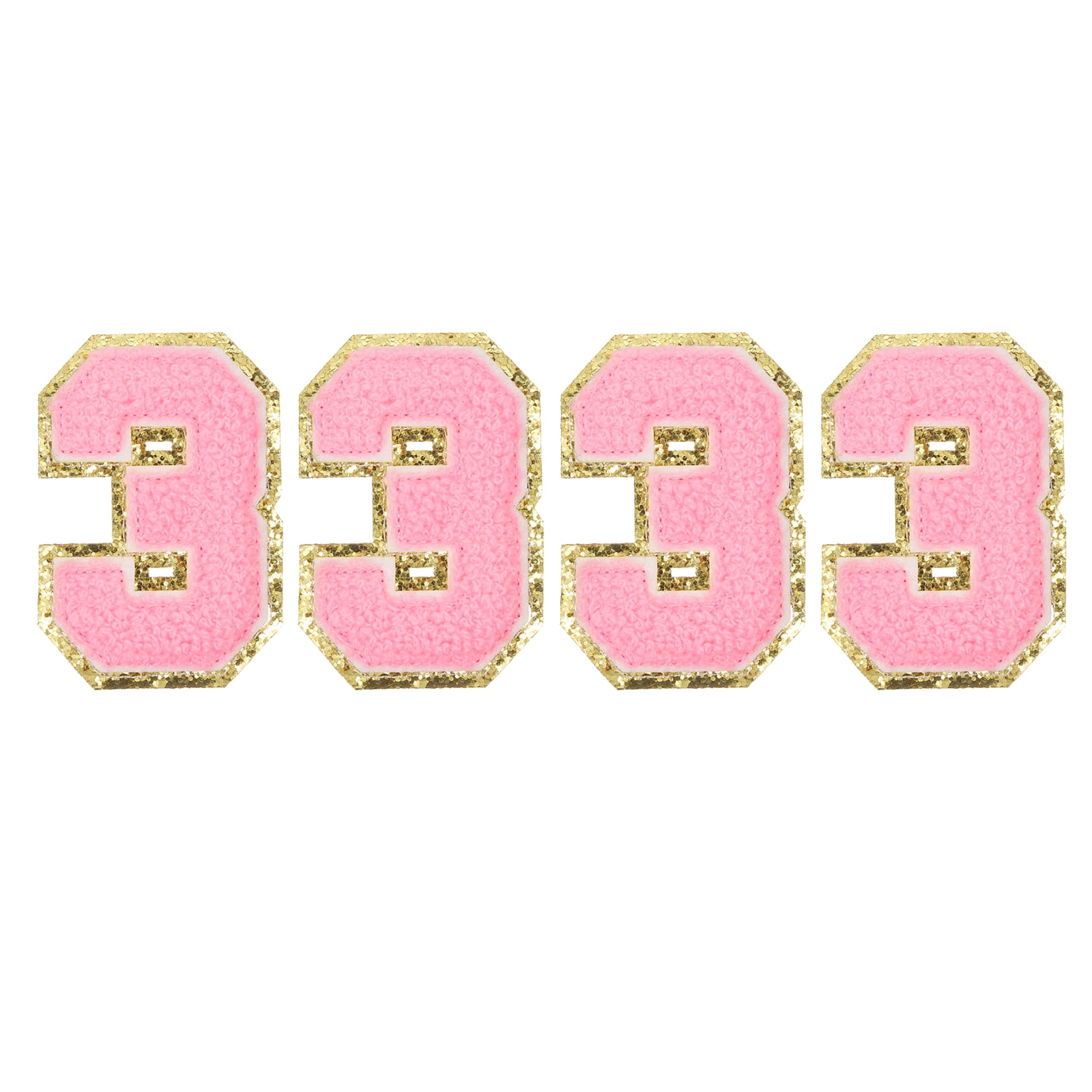 4 Packs Glitters Chenille Number Patches 8.4cm / 3.3" Embroidery ...