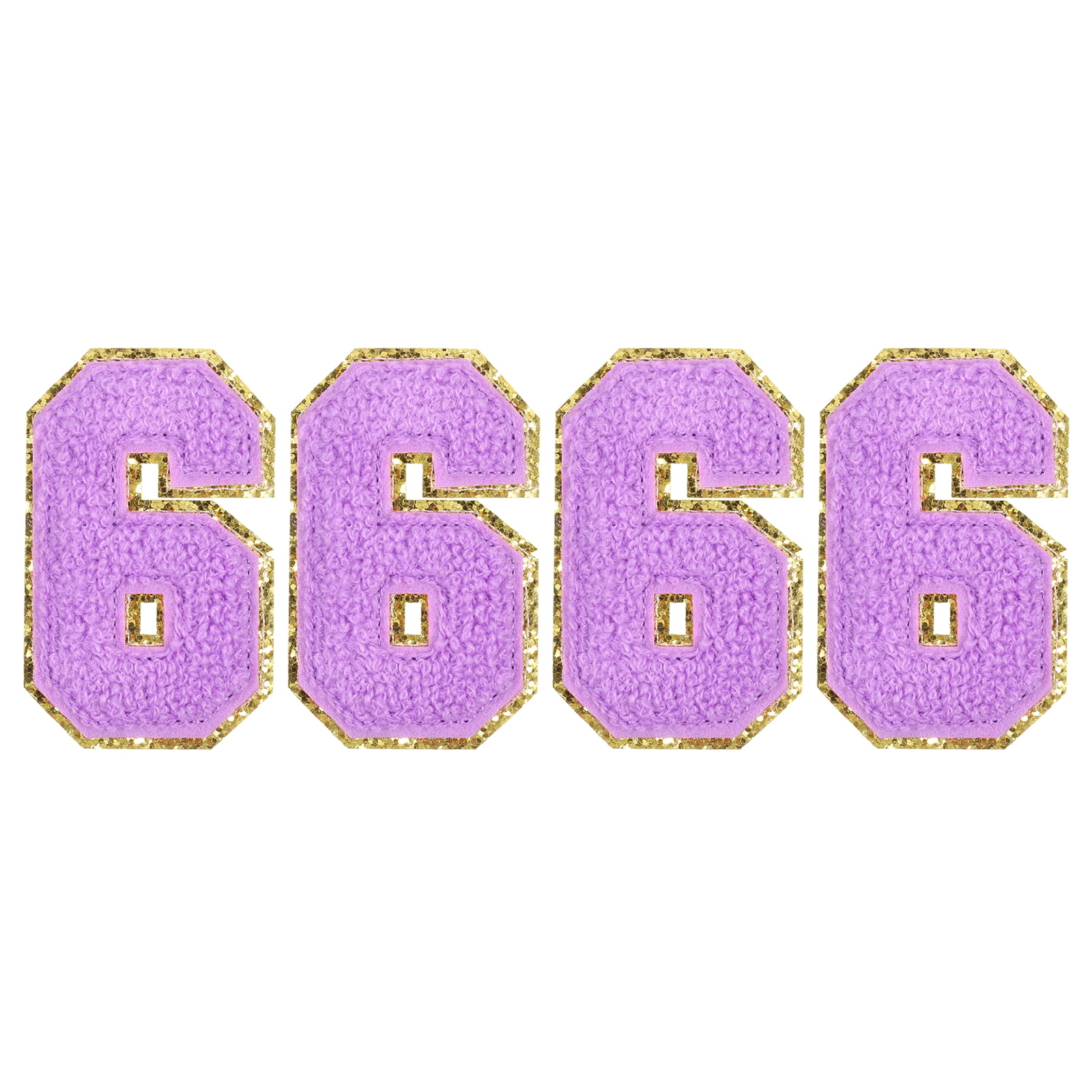 4 Packs Glitters Chenille Number Patches 8.4cm / 3.3" Embroidery ...