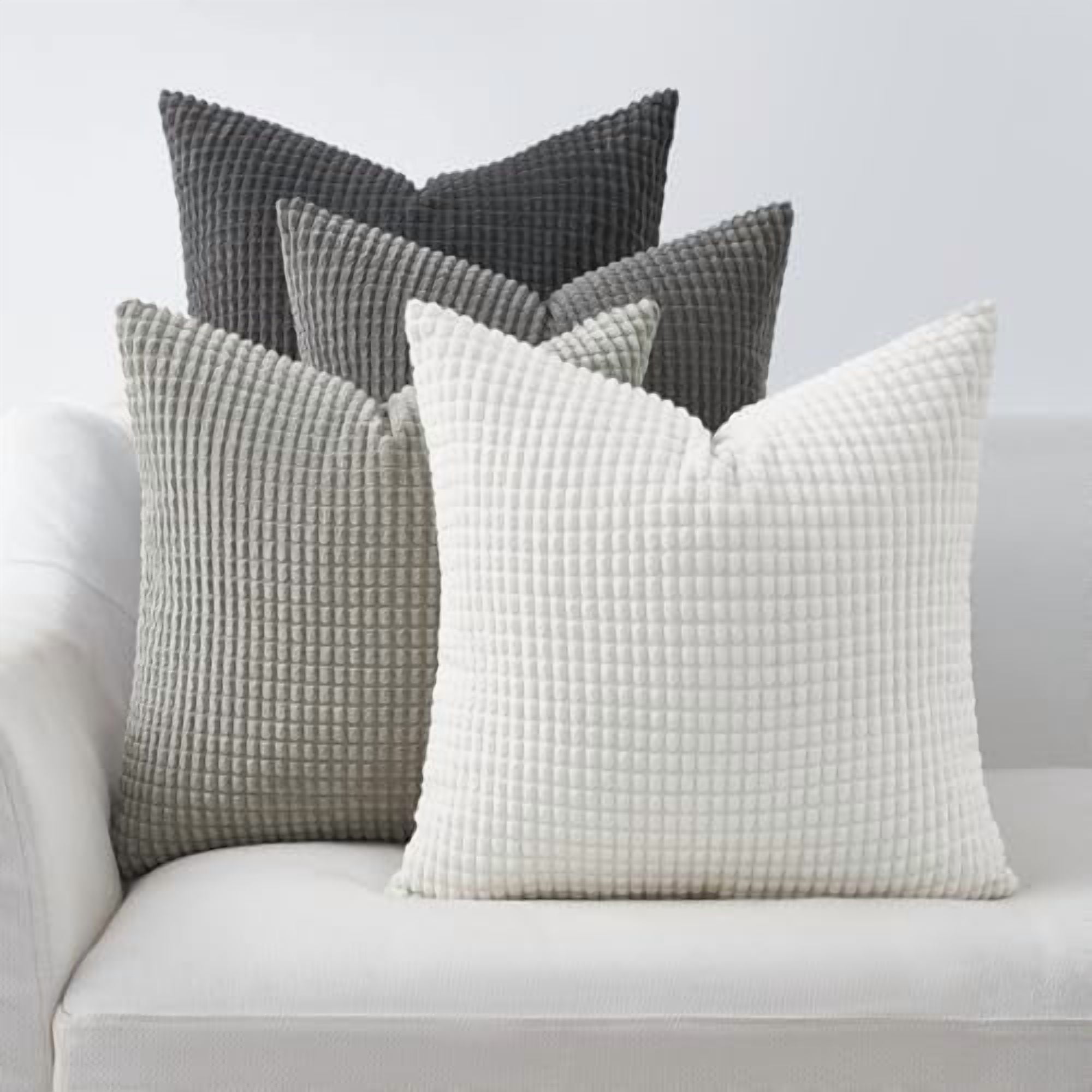4 Packs Grey Decorative Throw Pillow Covers 22x22 Inch for Living Room ...