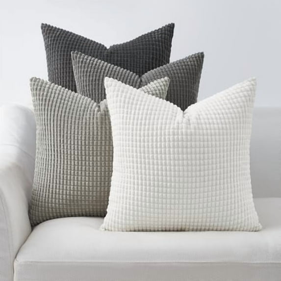 4 Packs Grey Decorative Throw Pillow Covers 22x22 Inch for Living Room ...