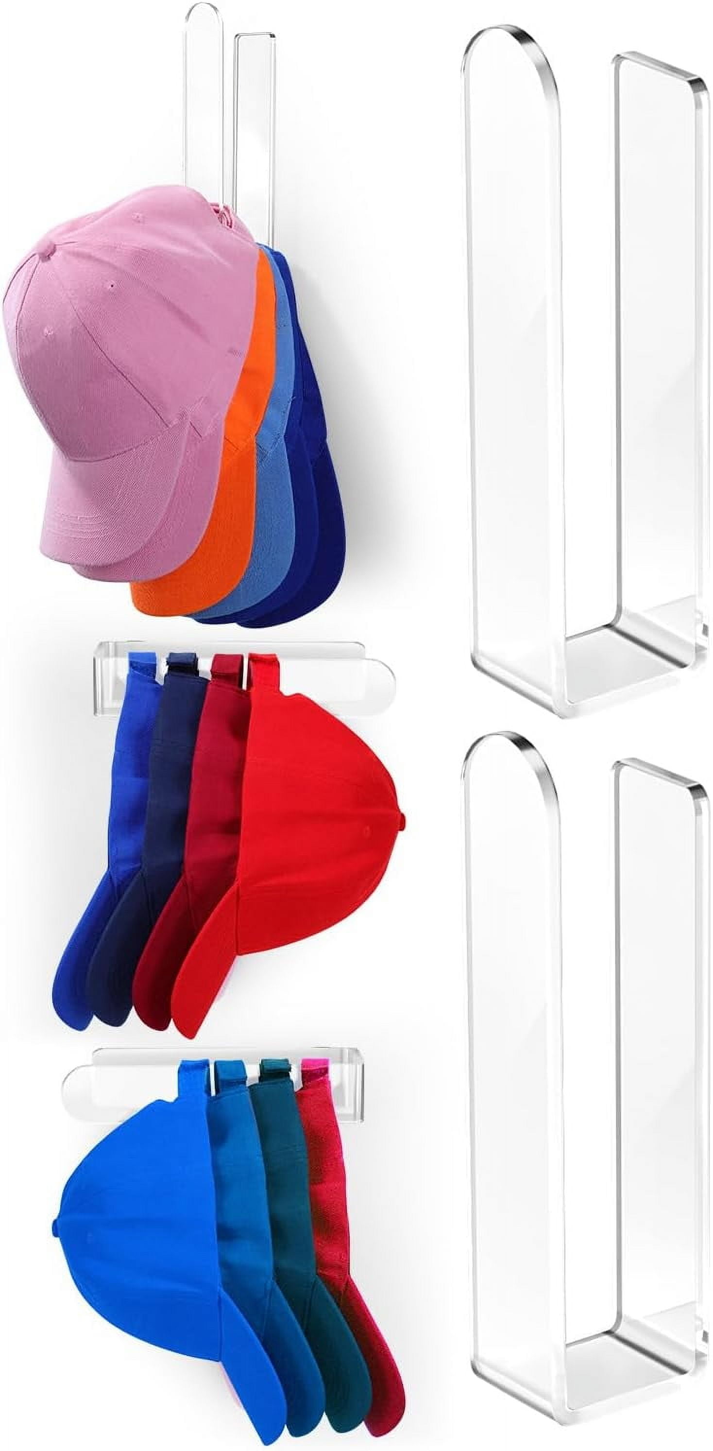 4 Packs Hat Hangers for Wall - Hat Hook Acrylic Baseball Hat Rack ...