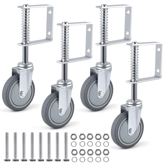 4 Packs Heavy Duty Gate Wheel Spring-Loaded Gate Casters, 4 inch ...