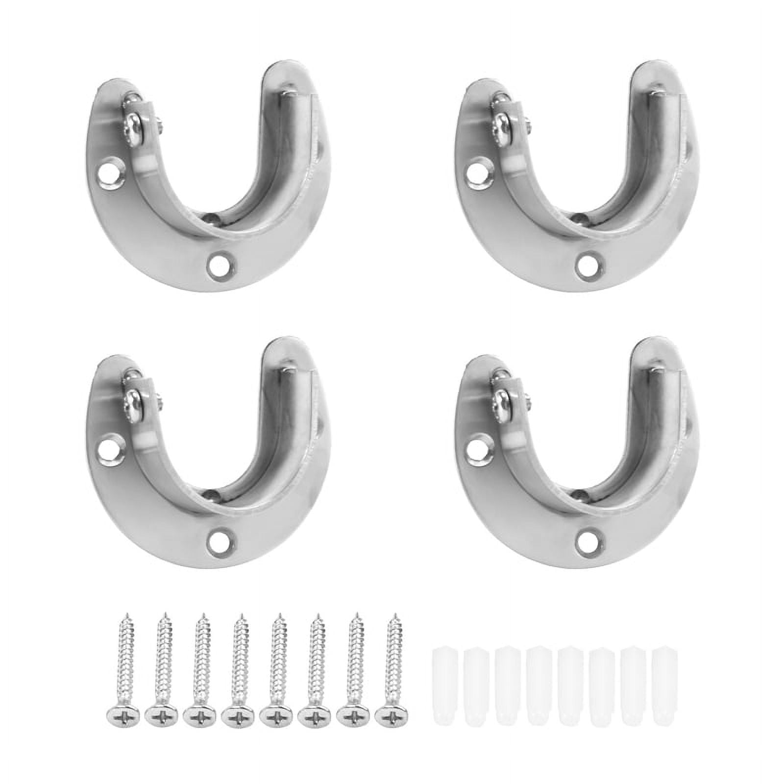 Qilidiba 4 Packs Heavy Duty Stainless Steel Closet Rod End Supports ...