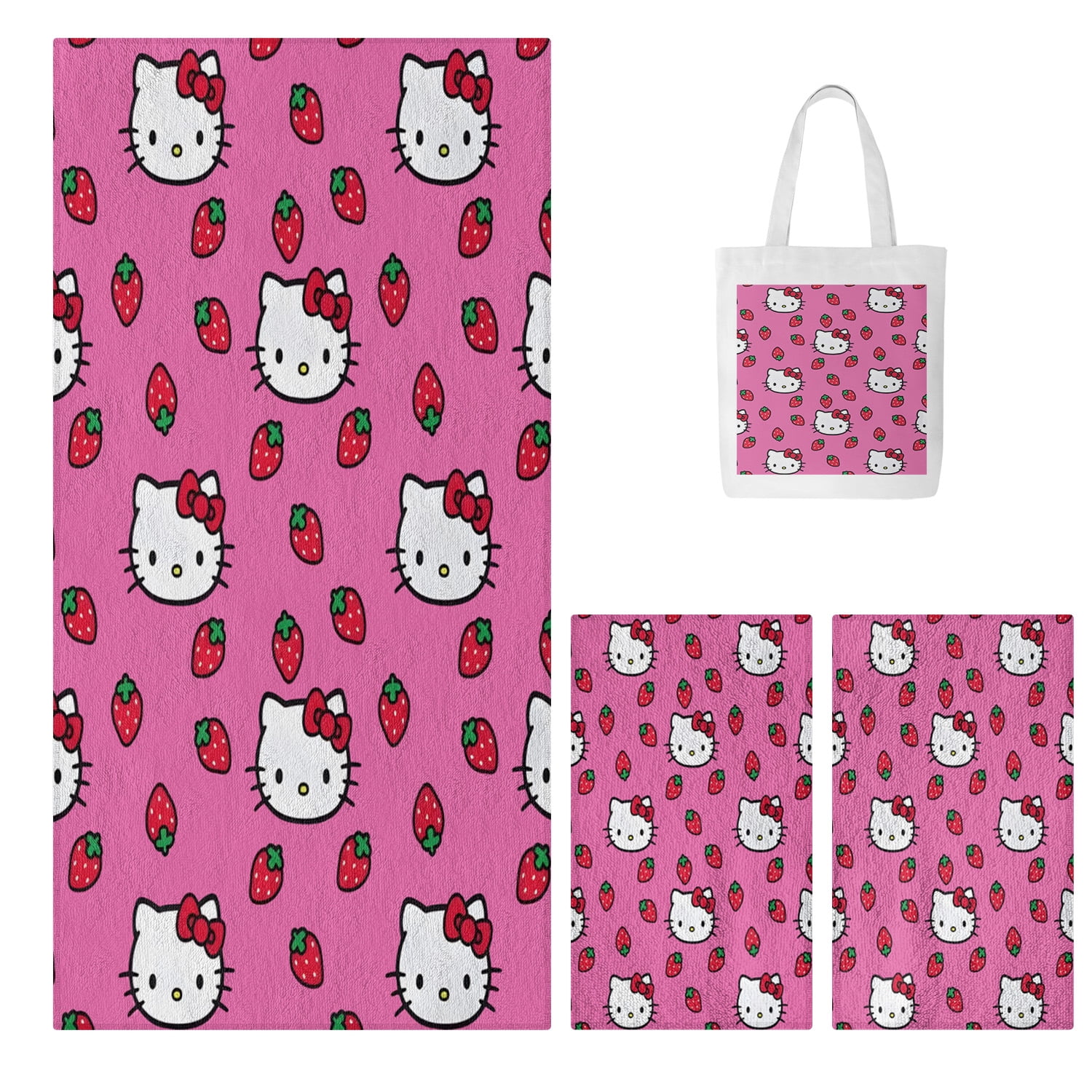 4 Packs HelloKitty Beach Towel, Large Microfiber Bath Towel, Travel ...
