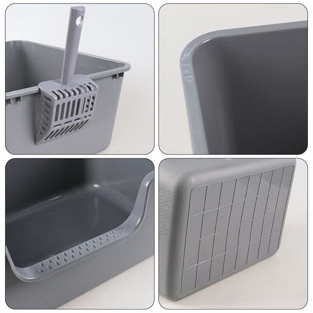 4 Packs High Side Cat Litter Box with Scoop, Open Top Pet Litter Pan ...