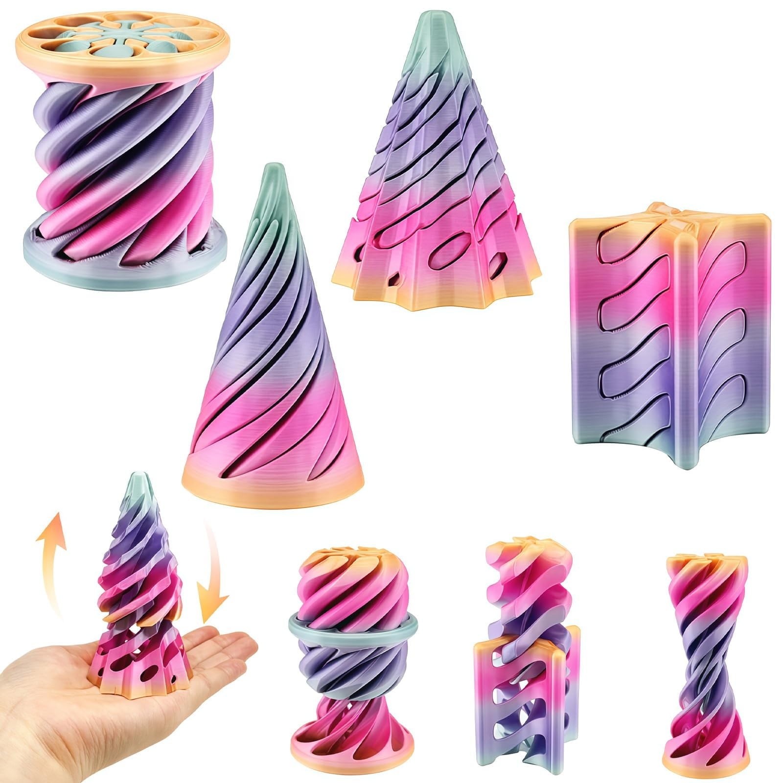 4 Packs Impossible Cone,Spiral Cone Fidget Toy Impossible Pyramid ...