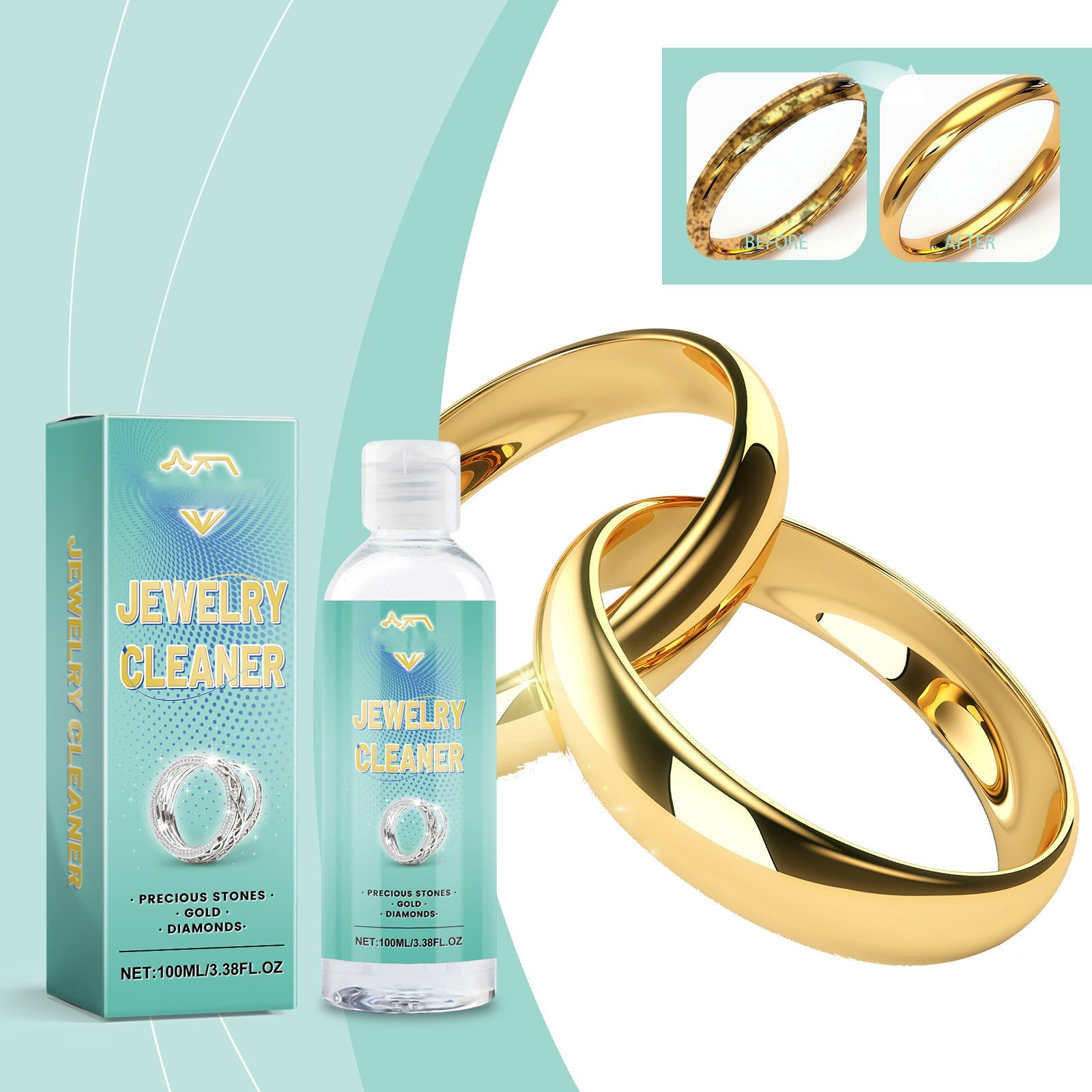 4 Packs Jewelry Cleaner Solution for Necklaces Rings Earrings Bracelets ...