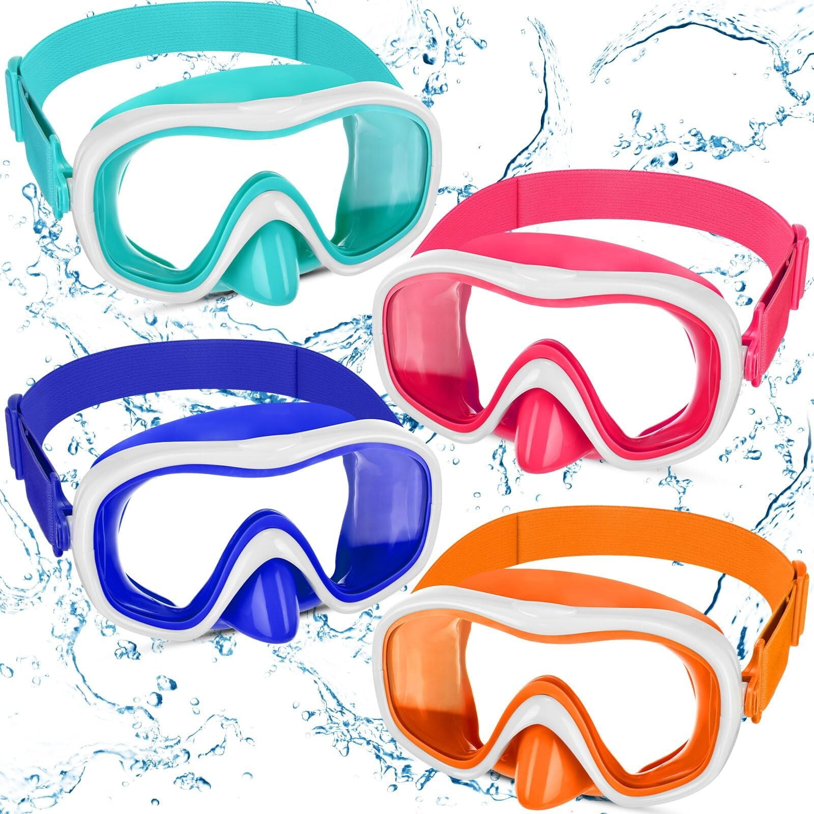 4 Packs Kids Swim Goggles with Nose Cover Diving Mask Elastic Fabric ...