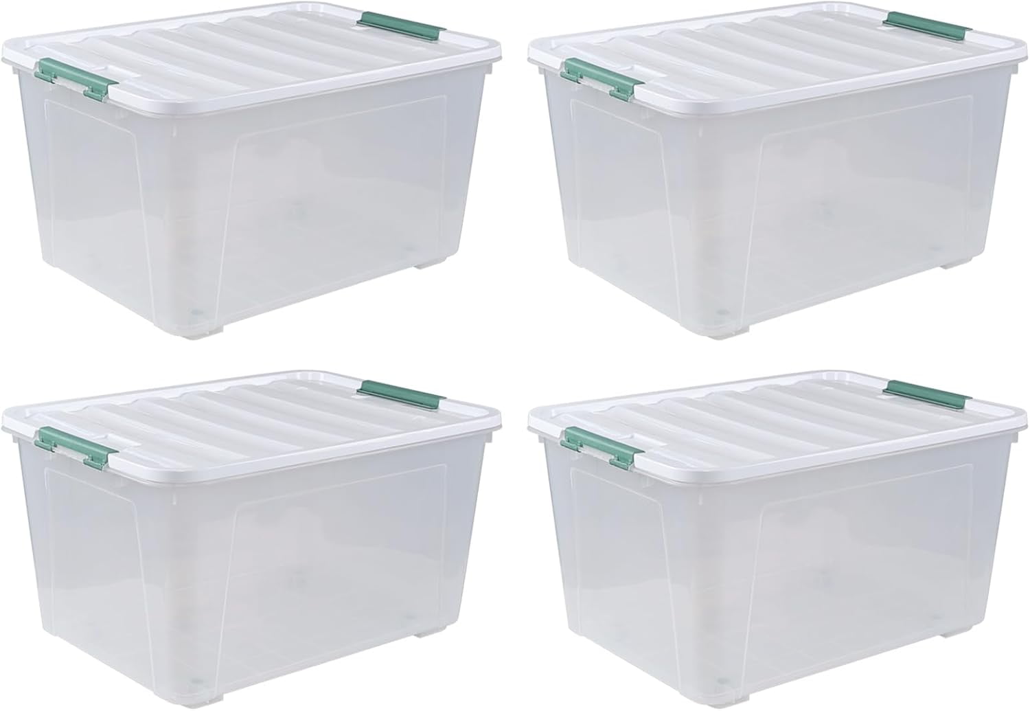 4 Packs Large 80 L Plastic Storage Bins with Wheels, Stackable Garage ...