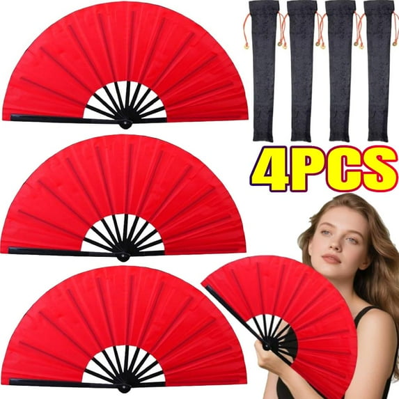 4 Packs Large Clap Fans for Line Dancing Large Chinese Folding Hand ...