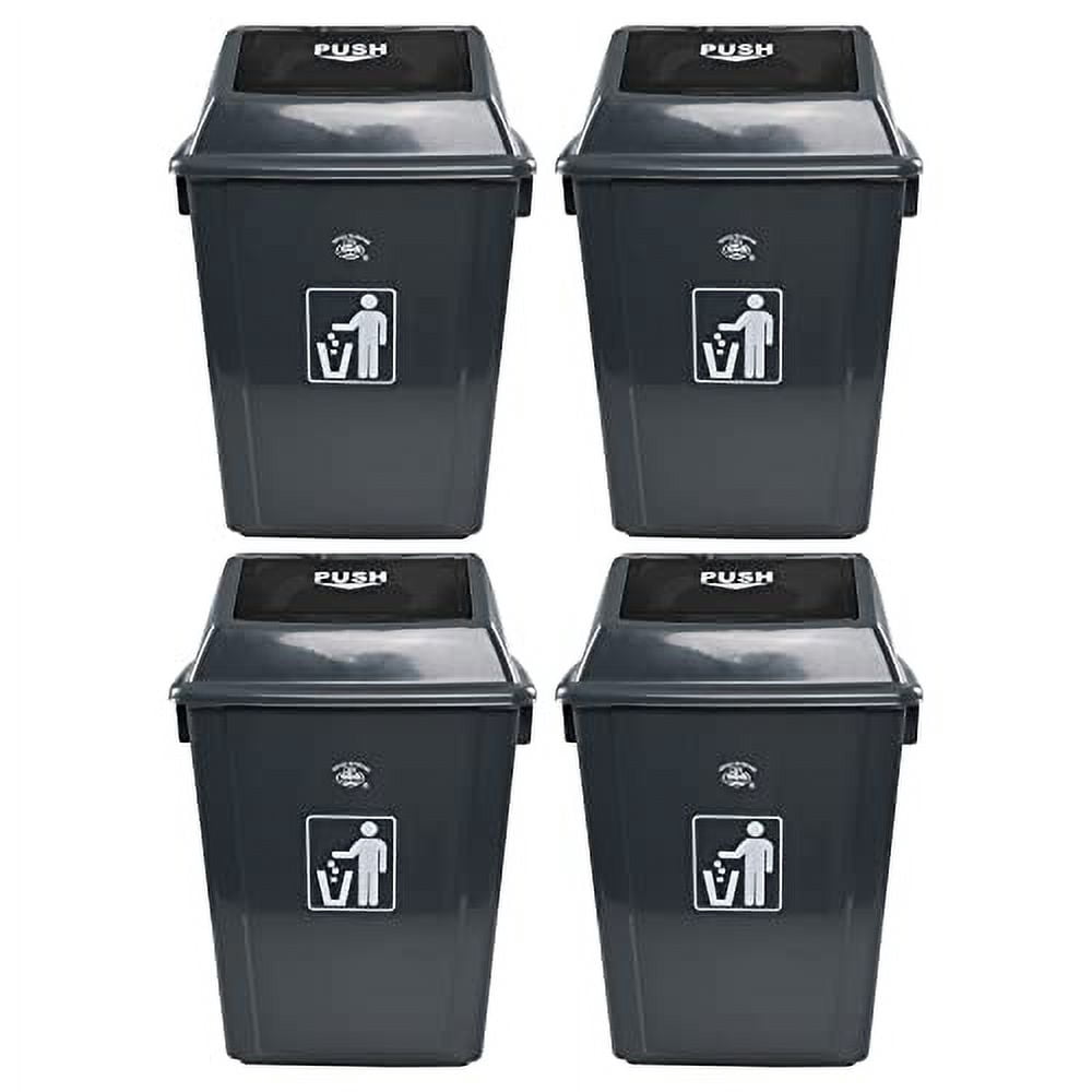4 Packs Large Garbage Bin with Lid, Plastic Kitchen Waste Bin, 13 ...