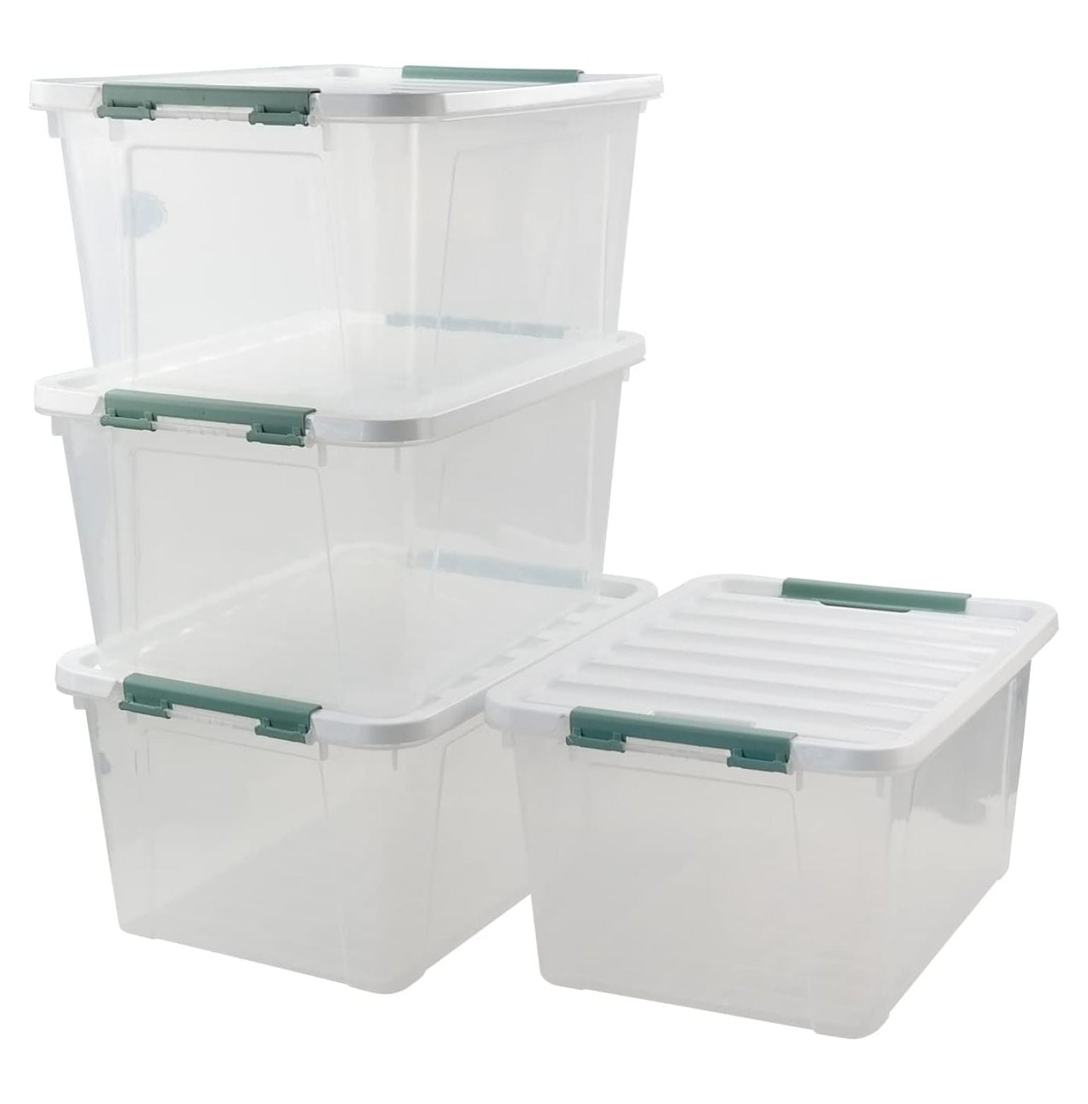 4 Packs Large Latching Container Box, Plastic Storage Bin, 20 Quart ...