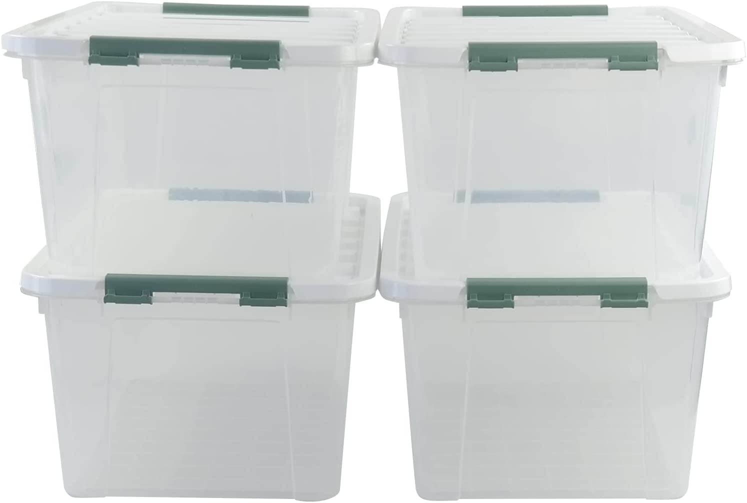 4 Packs Large Latching Container Box, Plastic Storage Bin, 20 Quart ...
