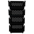 4 Packs Large Stackable Storage Bins, Plastic Stacking Basket, Black ...
