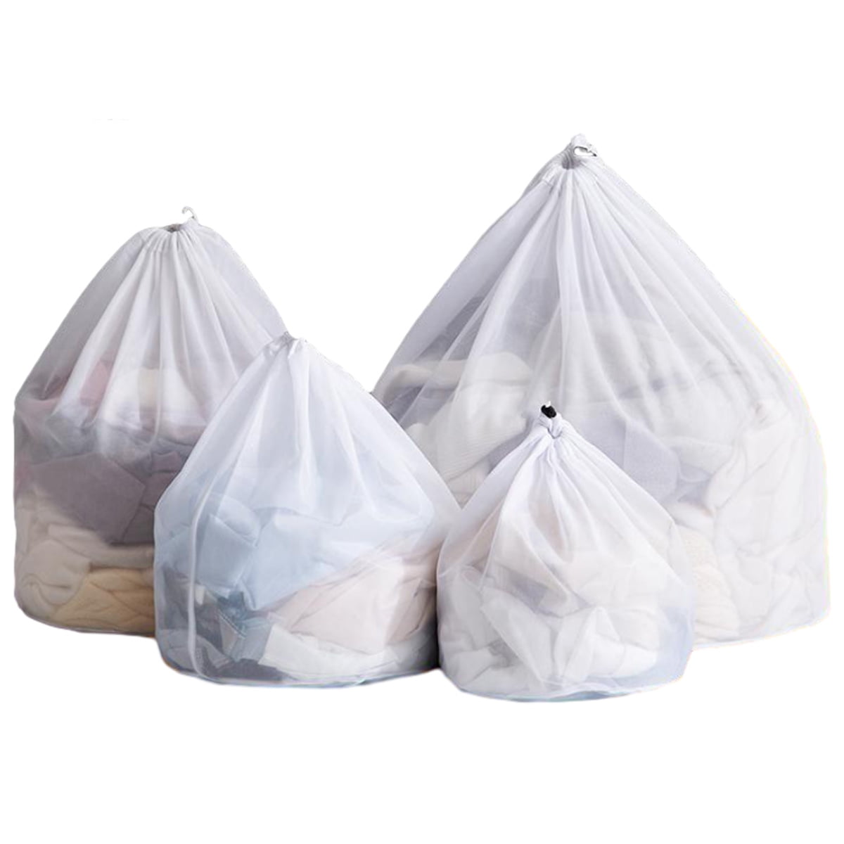 4 Packs Laundry Mesh Bags, Drawstring Net Laundry Bag for Washing ...
