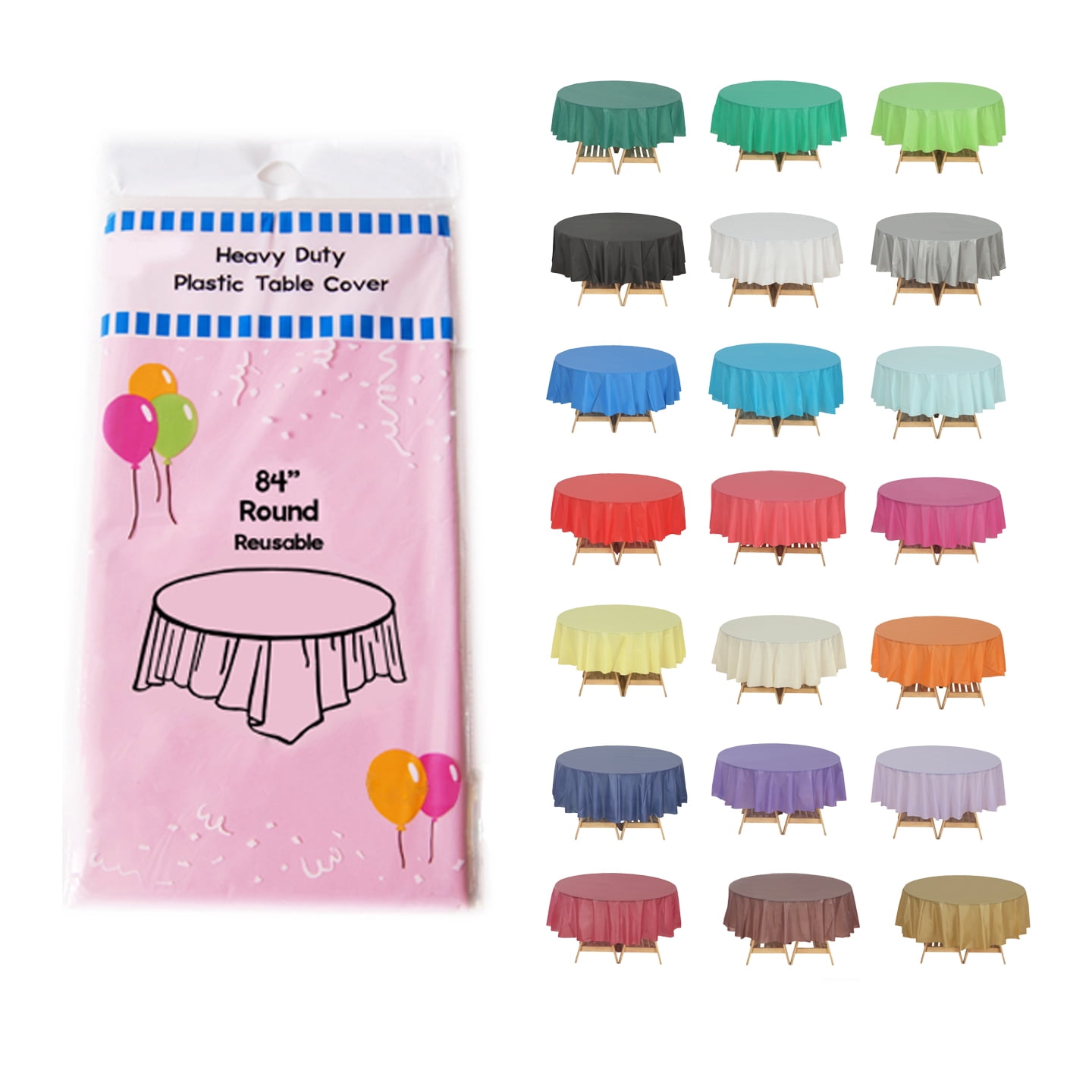 (4 Packs) Light Pink Premium Round Heavy-Duty Plastic Table Covers ...