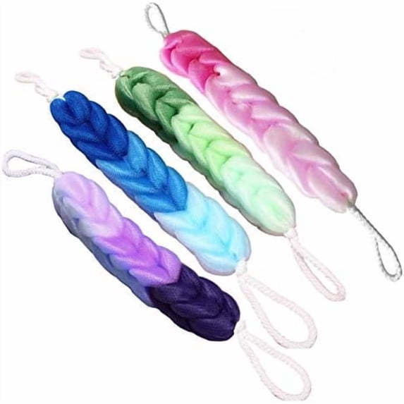 4 Packs Long Stretch Back Sponge with Rope Handles Back Scrubber Body ...