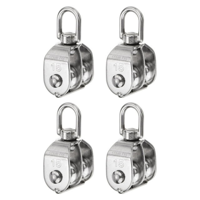 4 Packs M15 Double Pulley Block Stainless Steel Swivel Rigging Lifting ...