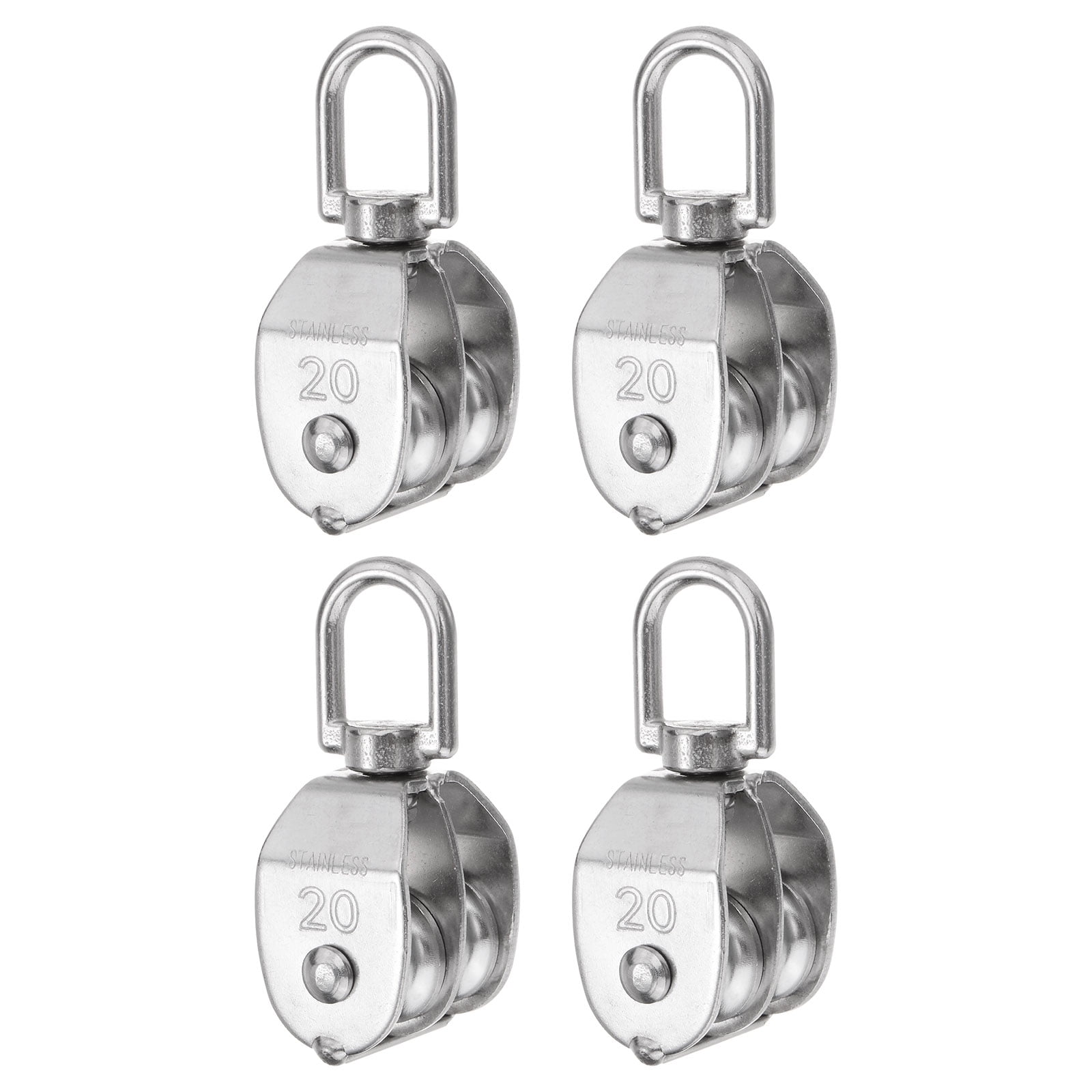 4 Packs M20 Double Pulley Block Stainless Steel Swivel Rigging Lifting ...