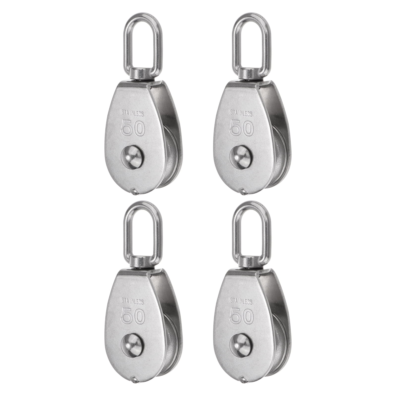 4 Packs M50 Single Pulley Block, 304 Stainless Steel Hanging Wire ...