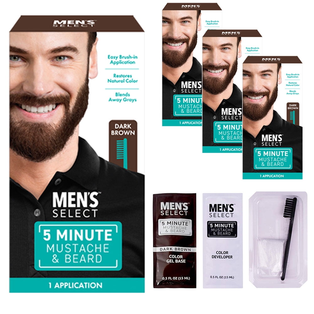 4 Packs Men's Mustache Beard Dark Brown Hair Dye Brush In Color 5 Min ...