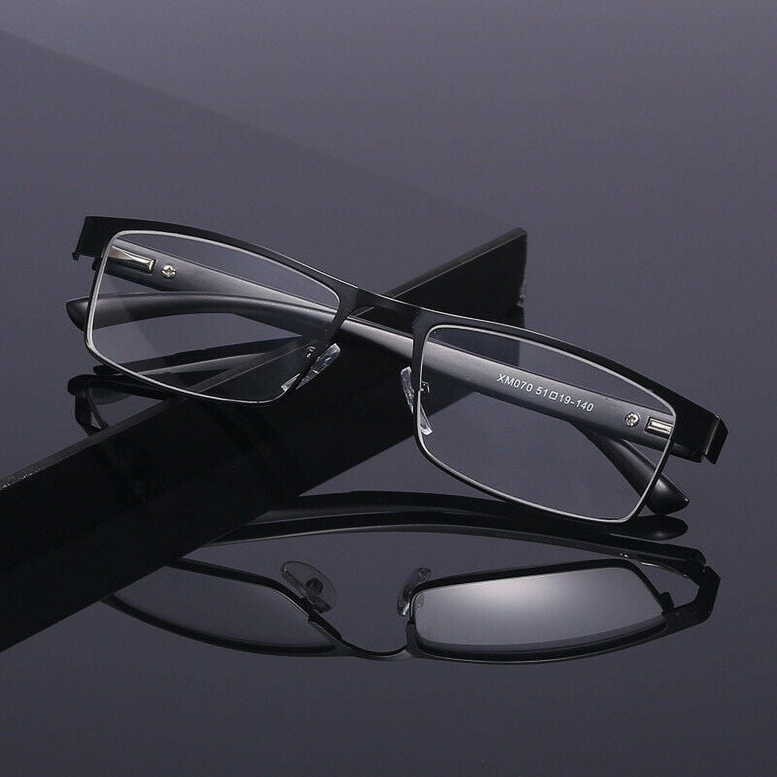 4 Packs Mens Rectangular Classic Metal Frame Reading Glasses Black Spring Hinge Readers 100