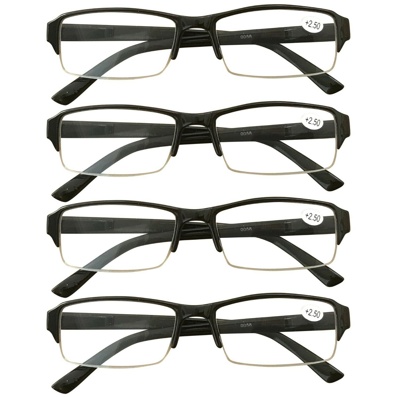 4 Packs Mens Womens Rectangle Half Frame Blue Light Blocking Reading ...