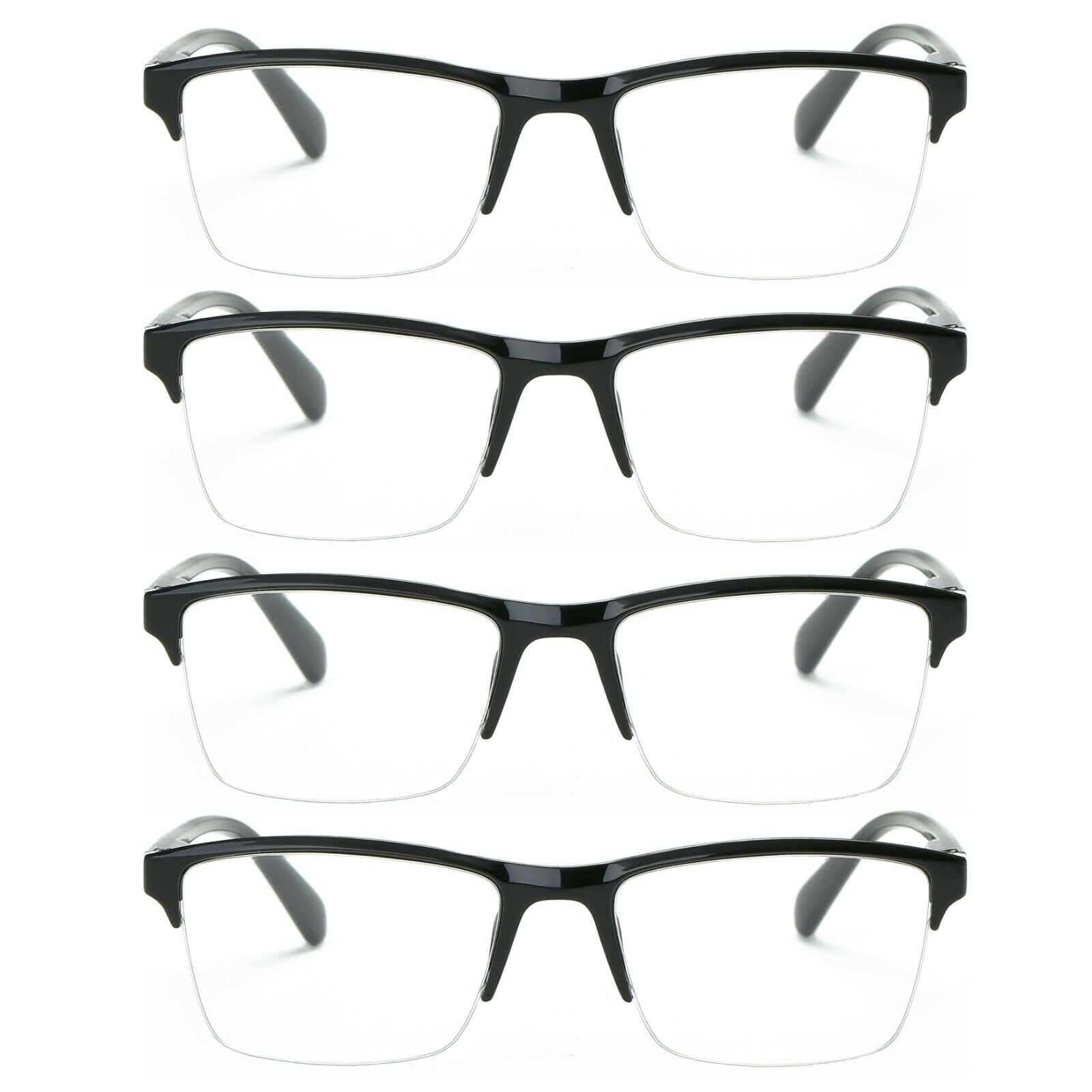 4 Packs Mens Womens Unisex Square Half Frame Reading Glasses Black ...
