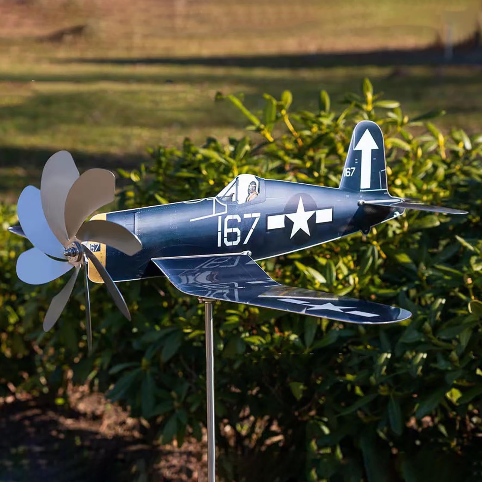 4 Packs Metal Airplane Windmill Garden Decoration - 12.4 Inch Outdoor ...