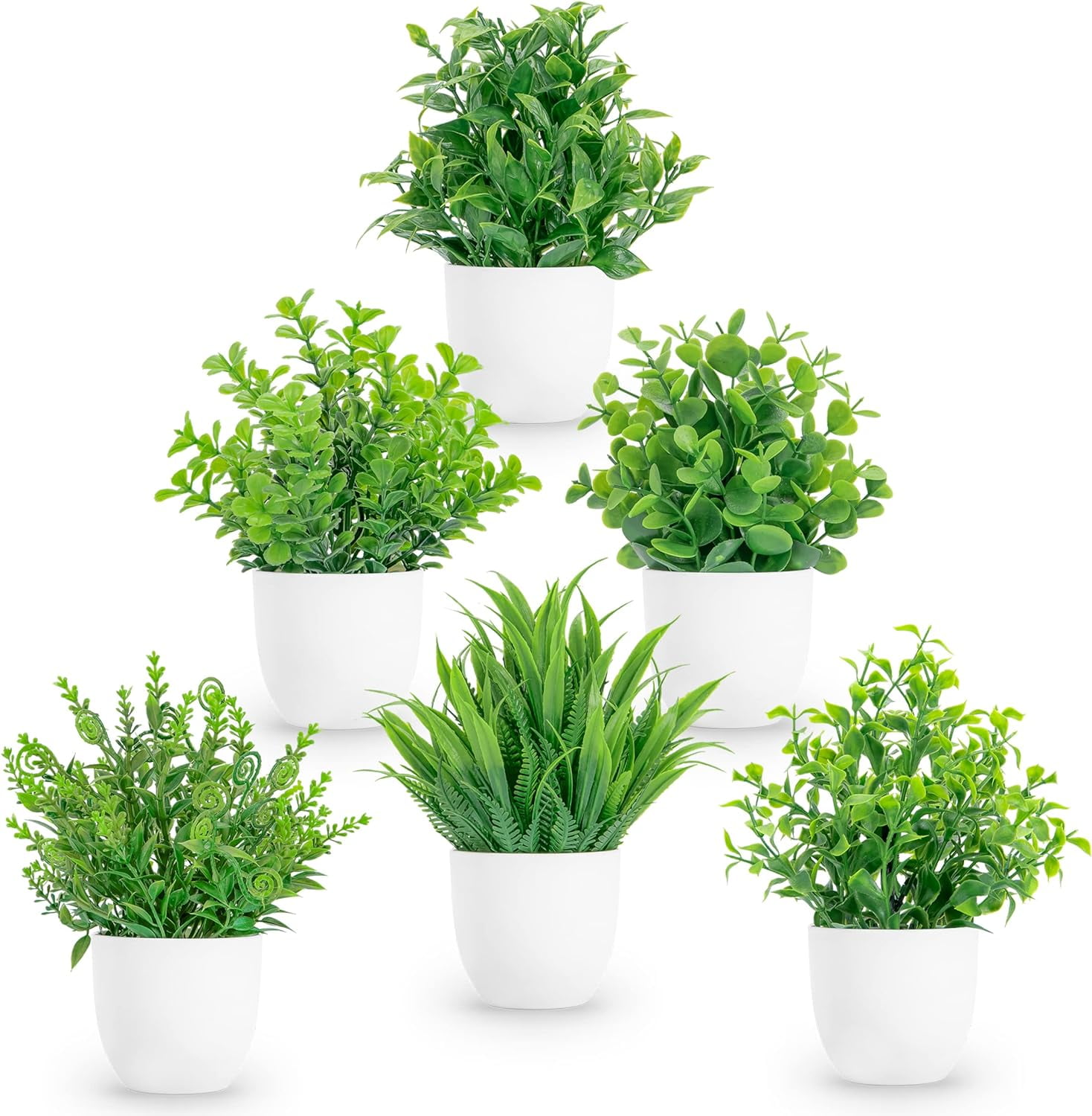 4 Packs Mini Fake Plants Artificial Potted Eucalyptus Faux Plants for ...