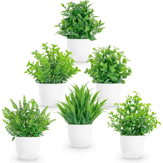 4 Packs Mini Fake Plants Artificial Potted Eucalyptus Faux Plants for ...