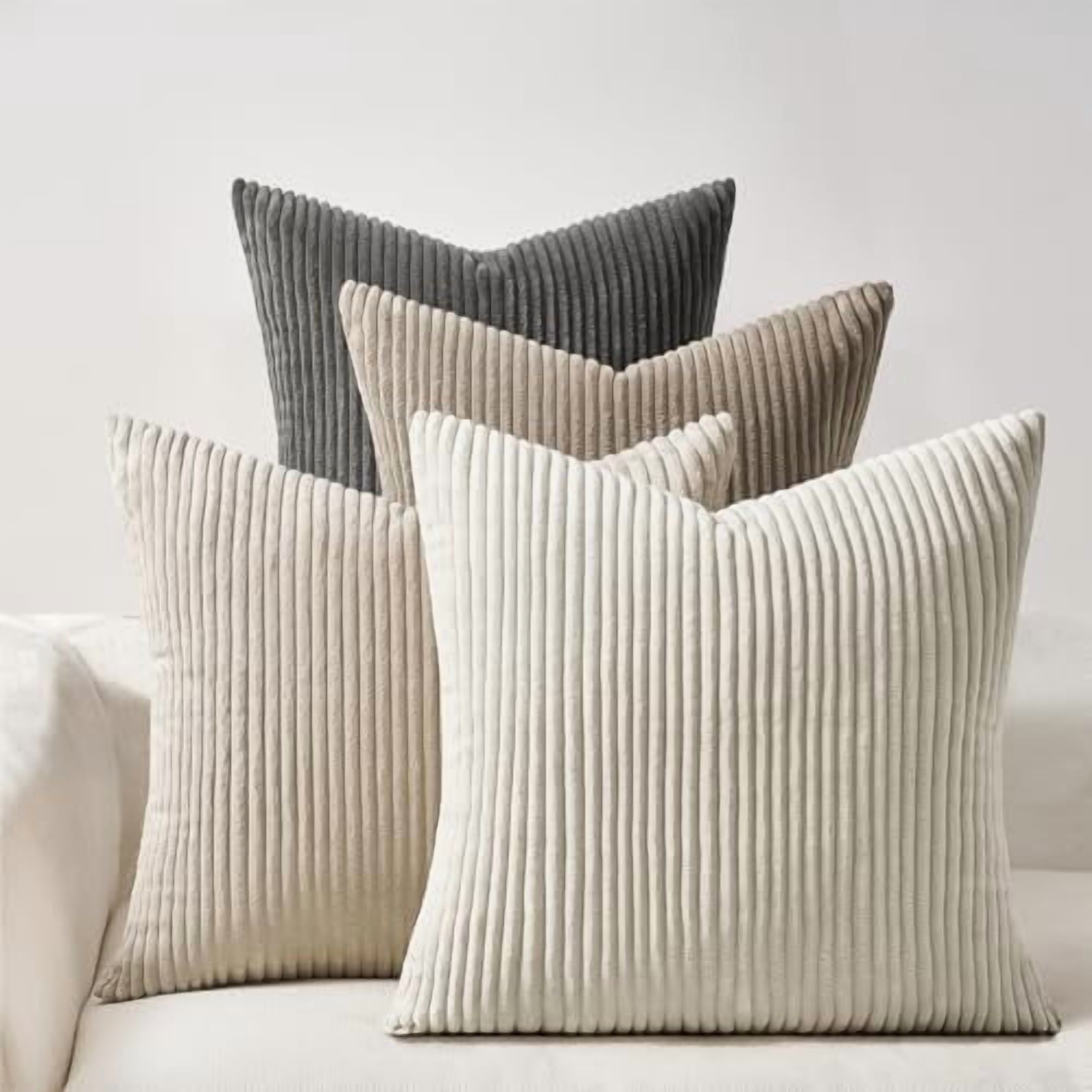 4 Packs Natural Decorative Throw Pillows Covers 24x24 Inch for Living ...
