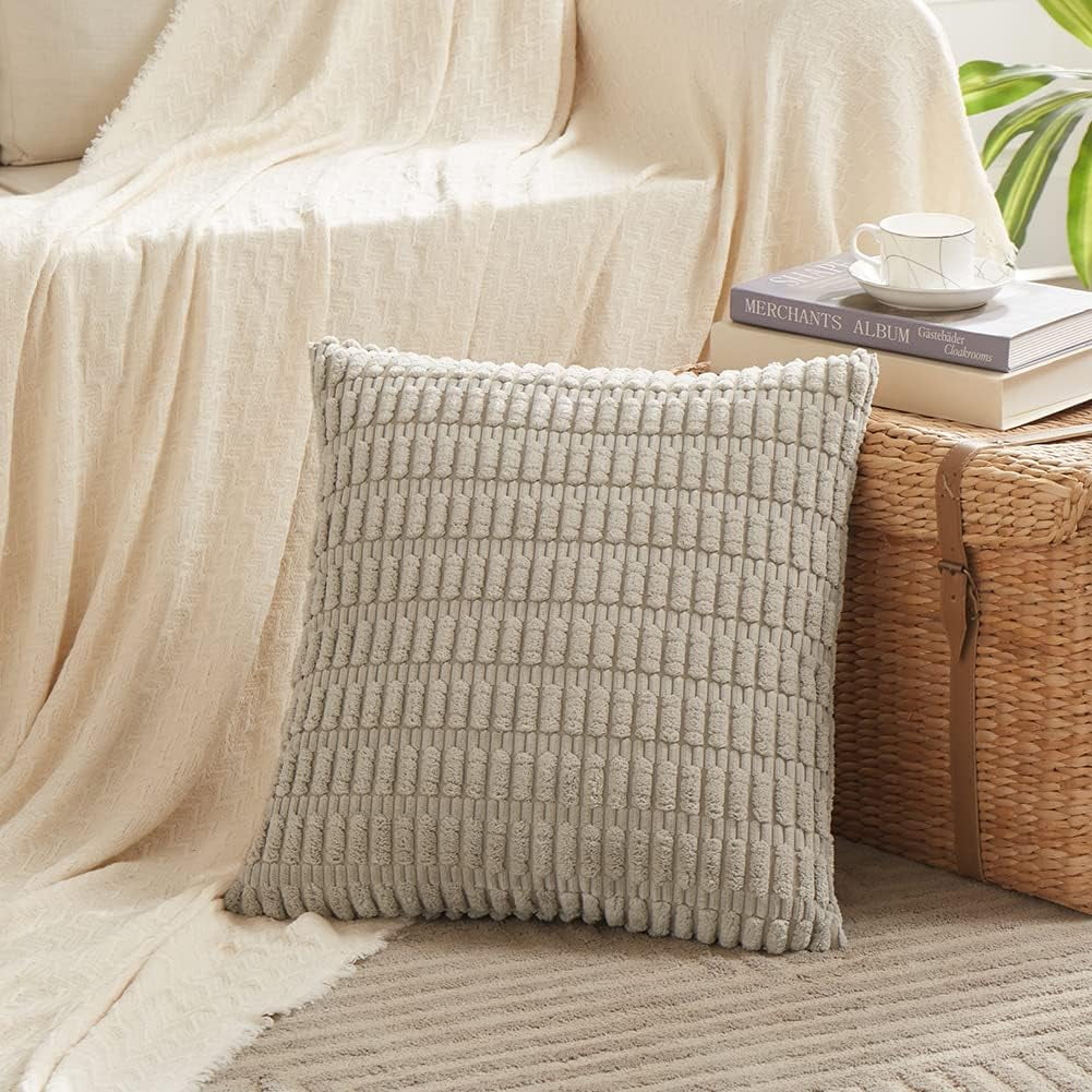 4 Packs Neutral Euro Decorative Throw Pillow Covers 28x28 Inch for ...
