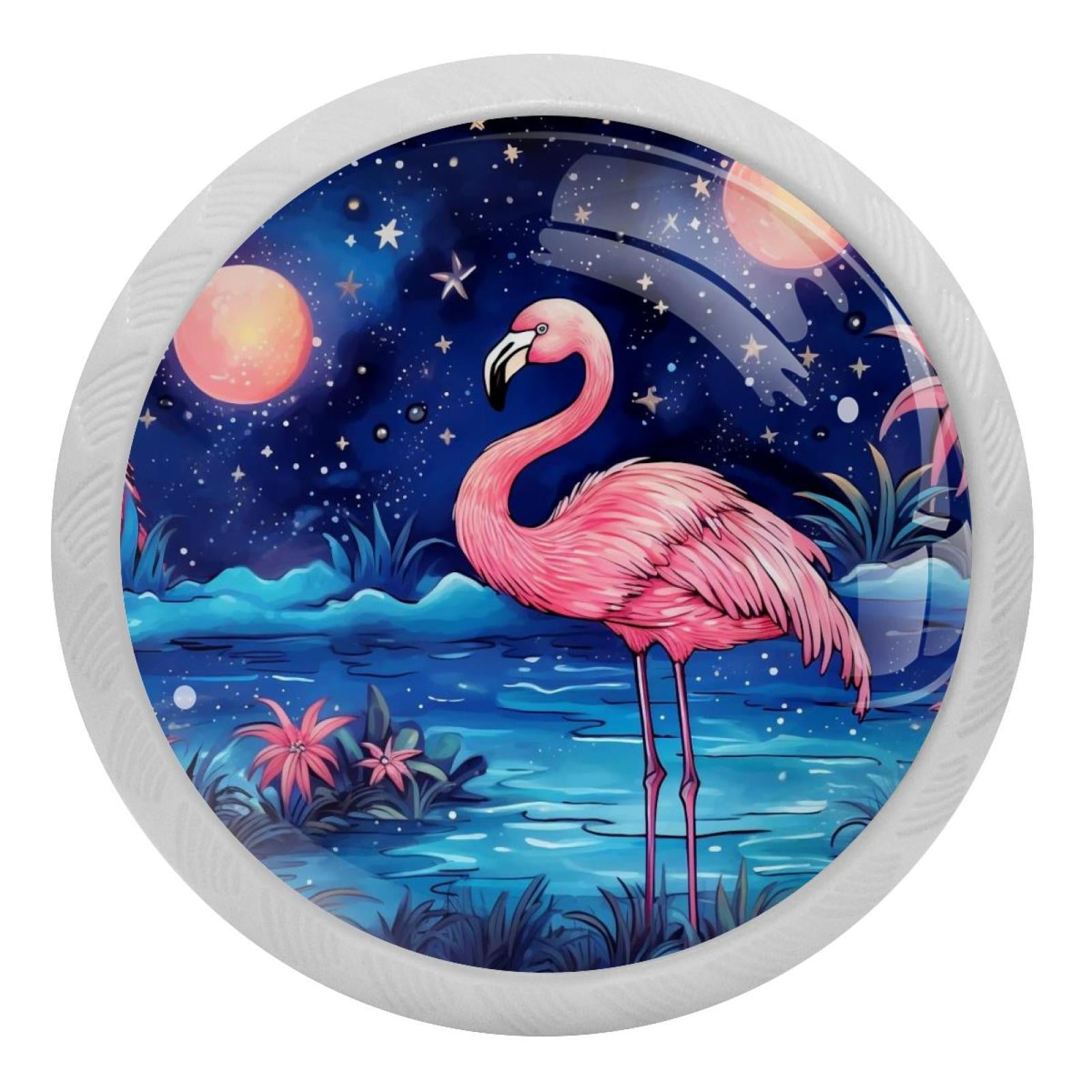 4 Packs Night Starry Sky Pink Flamingo Fluorescence Crystal Glass ...
