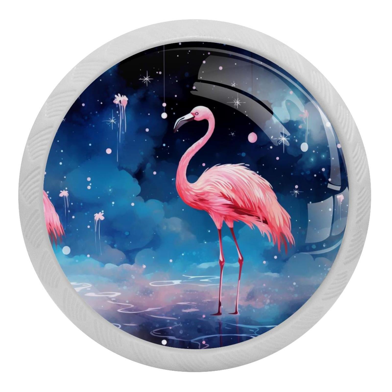 4 Packs Night Starry Sky Pink Flamingo Fluorescence Crystal Glass ...